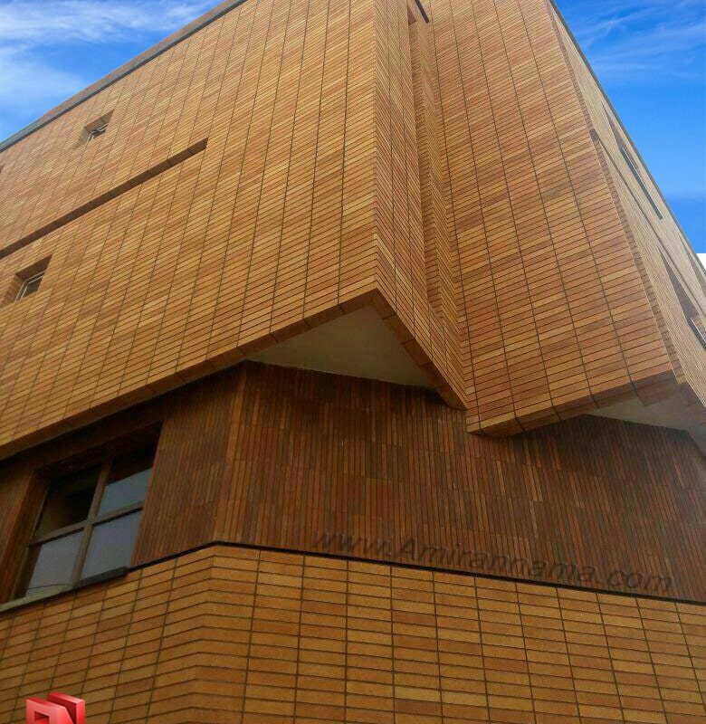 Sample of building facade with fireclay bricks – brickfacade AN